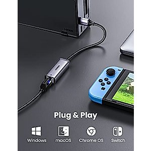 UGREEN USB to Ethernet Adapter USB 3.0 to 10 100 1000 Mbps Gigabit LAN Network Adapter RJ45 Internet Adapter Compatible with Nintendo Switch Laptop PC MacBook Surface XPS Raspberry Pi 4b, and More