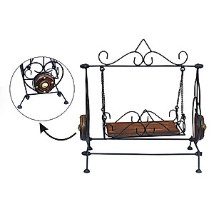 CRAFTCASTLE Wooden Antique Wrought Iron Krishna Jhula, Laddu Gopal Jhula - for Home and Office (Pack of 1)