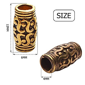 Tube Spacer Beads, 60pcs Tibetan Column Spacer Beads Antique Alloy Tube Loose Beads Jewelry Spacers for Bracelet Necklace Jewelry Making, 4 Colors, 12x6mm