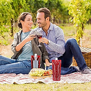 Foldable Wine Bag,Portable Wine Bottle Bag Flask, 12 Pack Collapsible Liquid Leak Proof Flask Holder,Reusable Wine pouch for Gift Travel Camping BBQ Party Beach Hiking Home Kitchen(750ml)