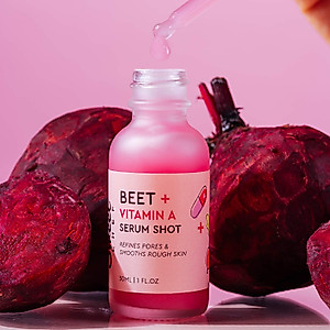 Sweet Chef Beet + Vitamin A Serum Shot - Vitamin A (Retinol) Serum for Face with Seaberry Extract - Hydrates + Smooths the Look of Rough Skin and Pores for a Radiant Glow (30ml / 1 fl oz)