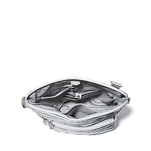 Baggallini Women's Modern Pocket Crossbody, Silver Metallic Quilt