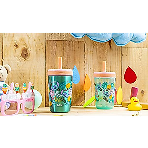 Zak Designs Disney Lilo and Stitch Kelso Tumbler Set, Leak-Proof Screw-On Lid with Straw, Bundle for Kids Includes Plastic and Stainless Steel Cups with Bonus Sipper (3pc Set, Non-BPA, Stitch)