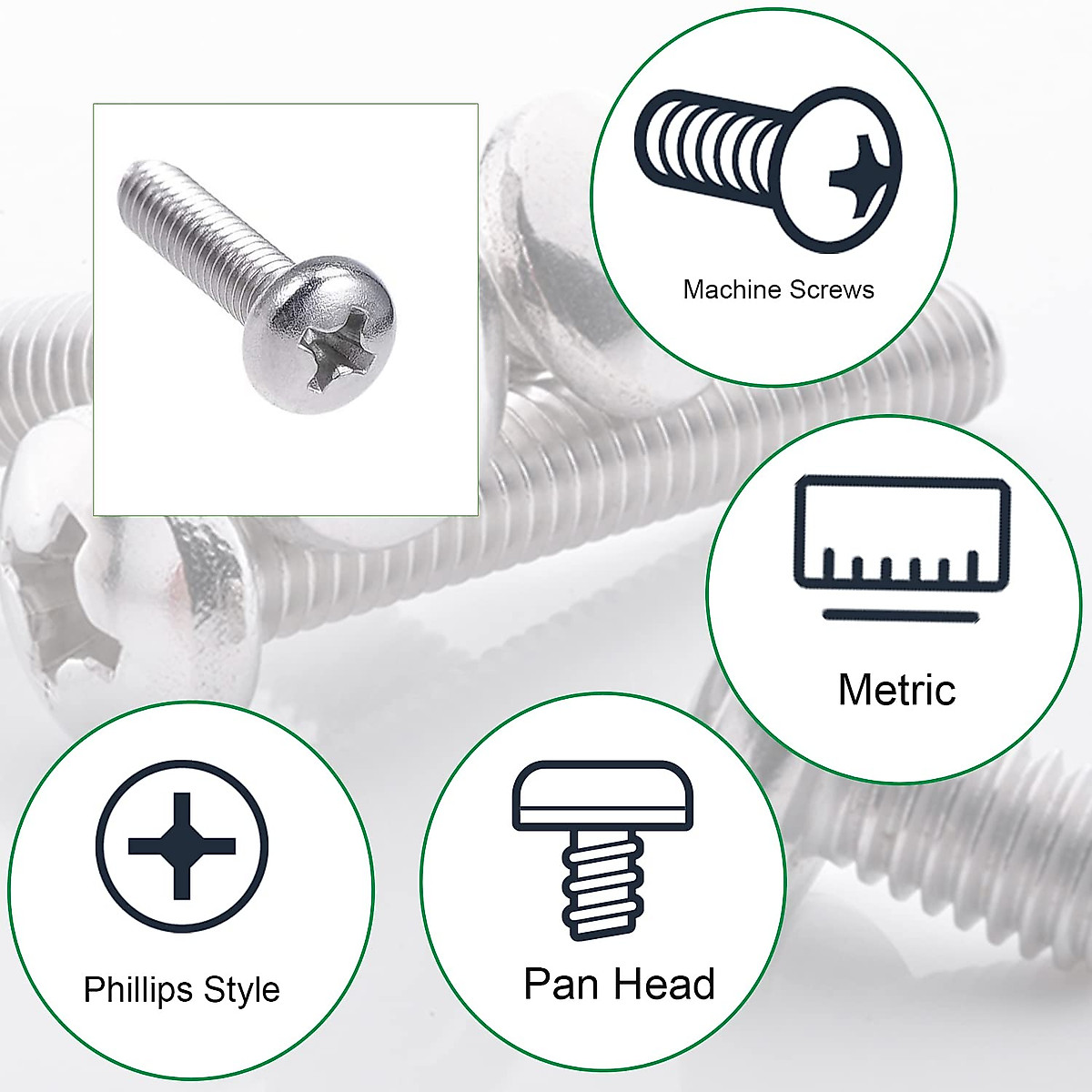 Yinpecly 60pcs M4-0.7x50mm Knob Pull Machine Screws Metric Pan Head Phillips Drive Cross Head Screw 304 Stainless Steel Full Thread Fasteners Bolts Silver Gray Cabinet Door and Drawer Screws
