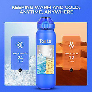 32oz Insualted Water Bottle, 316 Stainless Steel Water Bottle for Cold and Hot Drinks,Sports Water Bottle,Double Wall Vacuum Insulation,Spout,Leak Proof-Thermos Water Bottle Flask 1Pack (Blue)