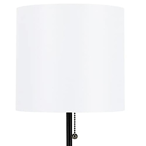 Catalina Lighting 17842-031 Modern Stick Accent Table Lamp with Pull Chain and White Fabric Shade, 19", Classic Black