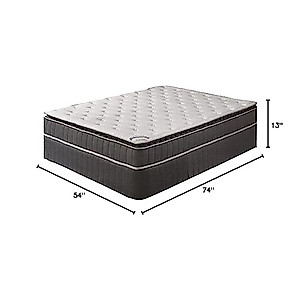 Continental Sleep 9-Inch Medium Firm Pillowtop Pocketed Coil Hybrid Mattress and 4" Low Profile Split Wood Box Spring Foundation Set, Full, White