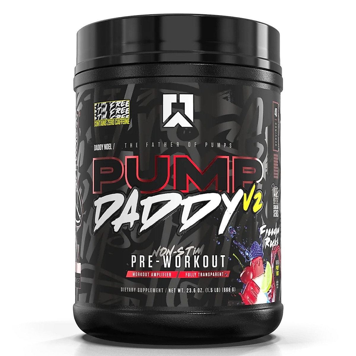 RYSE Signature Series Pump Daddy V2 | Official Noel Deyzel Non Stim Pre Workout | with Citrulline, Beta Alanine, Creatine | 40 Servings (Freedom Rocks)