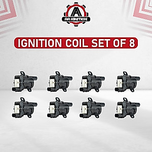 Ignition Coil Pack Set of 8 - Replaces 12563293, D585, C1251, 19005218 - Compatible with Chevrolet, GMC, Cadillac & Other GM Vehicles - V8 Silverado 1500, Tahoe, Suburban, Sierra, Yukon, XL, 2500