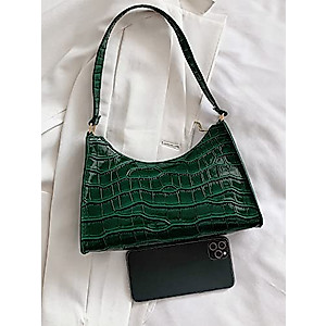 GORGLITTER Women's Crocodile Embossed Shoulder Bags Classic Hobo Tote Handbags Green One Size