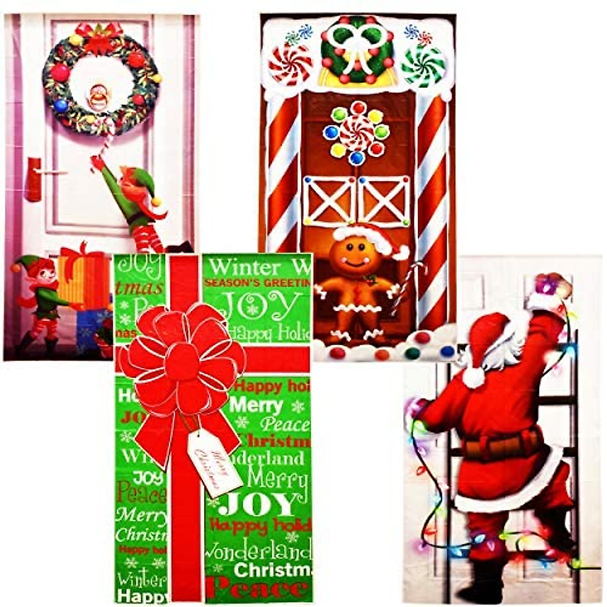 4 Pack Christmas Bathroom and Front Door Holiday Decorations and Covers