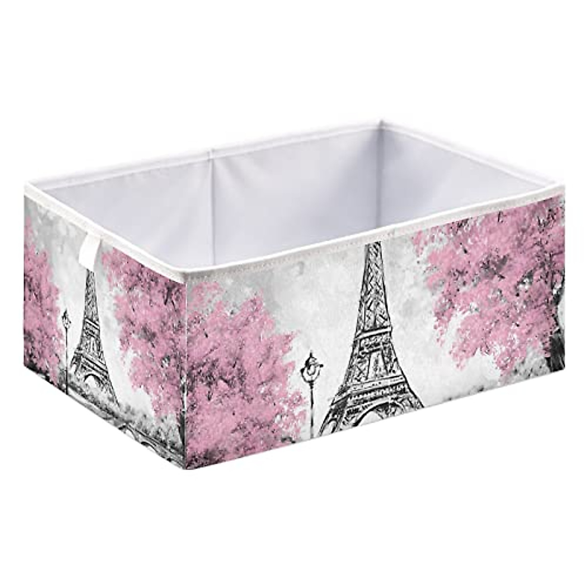 Kigai Oil Painting Paris Eiffel Tower Cube Storage Bin 11x11x11 in, Large Organizer Collapsible Storage Basket for Shelves, Closet, Storage Room