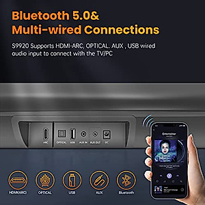 100Watt 40 Inch Soundbar, BESTISAN Sound Bar Wireless and Wired Audio Bluetooth 5.0 TV Speakers with HDMI-ARC Function (2023 Beef UP Version, DSP Audio, Bass Adjustable, Wall Mountable)
