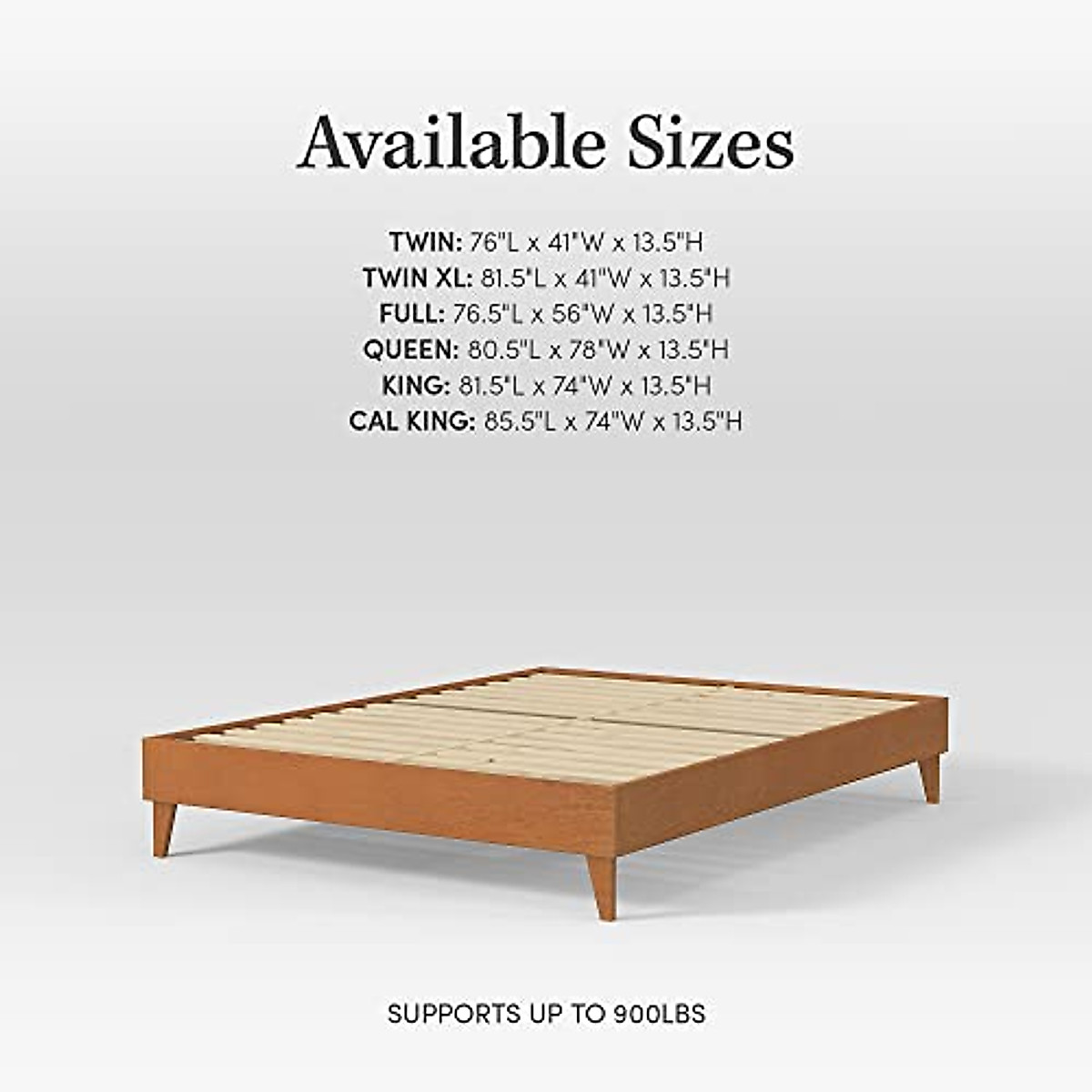 Wooden California King Platform Bed Frame (Almond) - No Box Spring Needed | Easy Assembly & Heavy Duty | Ideal California King Platform Bed Frame, California King Bed Frame, Wood Platform Bed Frames