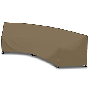 SunPatio Outdoor Curved Sectional Sofa Cover, Heavy Duty Waterproof Patio Couch Cover, All Weather Protection Furniture Cover with Sealed Seam, 190"(Back)/128"(Front) L x 36" W x 39"/24" H, Taupe