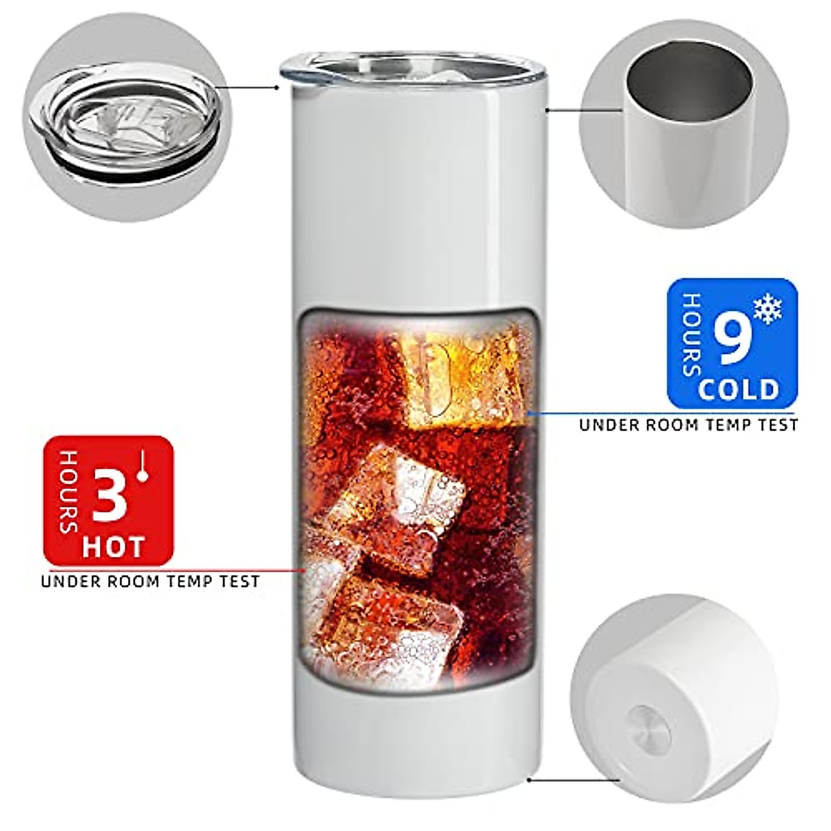 MURRICON Sublimation Tumblers 20 oz Skinny Straight,Stainless Steel Sublimation Blanks Skinny Tumbler,Double Wall Vacuum Insulated Sublimation Tumblers,with lid and straw,12 Pack