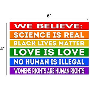2 Pcs We Believe Womens Rights are Human Rights Love is Love Bumper Stickers for Car,Gay Pride Black Lives Matter Rainbow Flag Sticker for Trucks Window Laptop Waterproof Décor 6X4 in