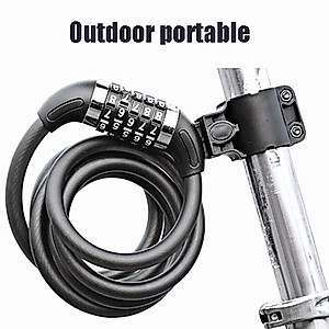 AZPINGPAN Bicycle Lock丨120/180cm Lengthened Self-Winding Anti-Theft Mountain Bike Steel Cable Code Lock with Lock Frame丨outdoor Riding Accessories丨suitable for Bicycles and Motorcycles