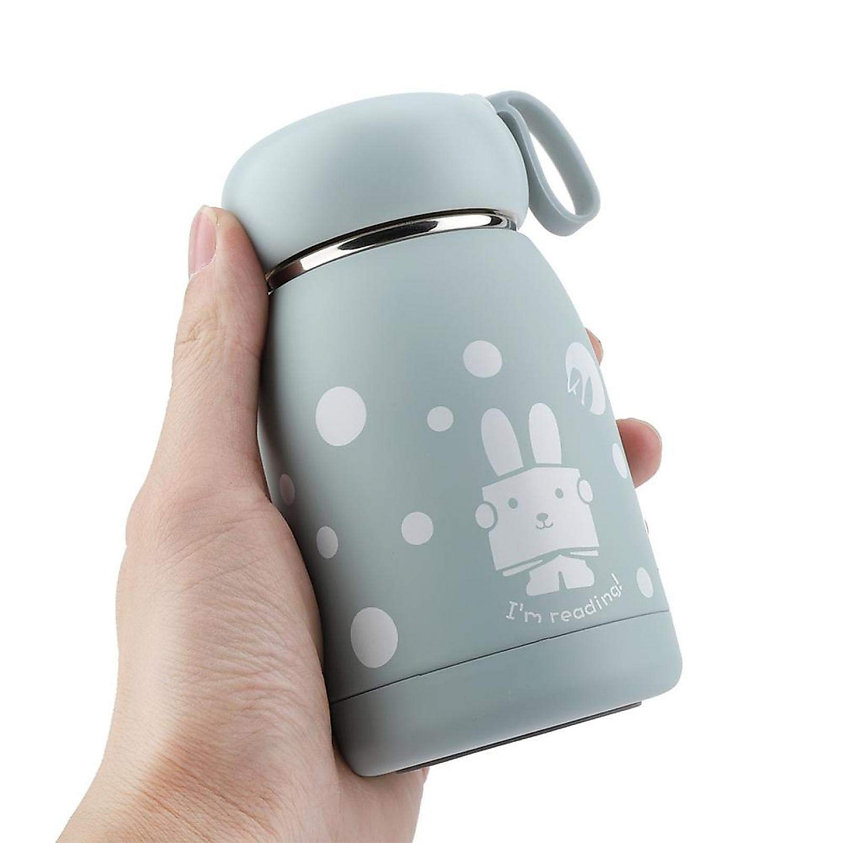 BORDSTRACT Kids Vacuum-Insulated Water Bottle, Stainless Steel Cute Rabbit Pattern Vacuum Cup Mug, Vacuum Insulated Water Bottle 304 Stainless Steel, for Toddlers Girls Boys (320ML 4 Color)(Blue)