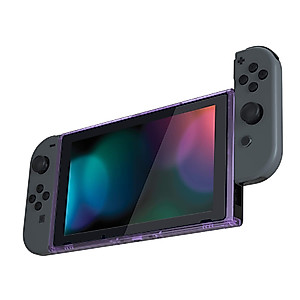 eXtremeRate Clear Atomic Purple DIY Housing Shell for Nintendo Switch Console, Replacement Faceplate Front Frame for Nintendo Switch Console w/Volume Up Down Power Buttons - Console NOT Included