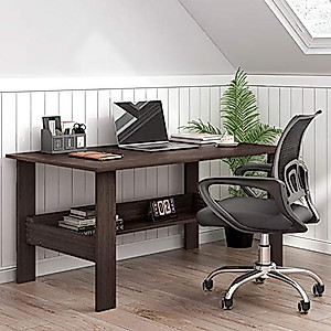 Computer Desk 39 Inch Desk with Shelves, MDF Material for Home Office Desk with Storage Shelf, Modern Style Writing Table Suitable for Bed Room Living Room (Black Walnut)