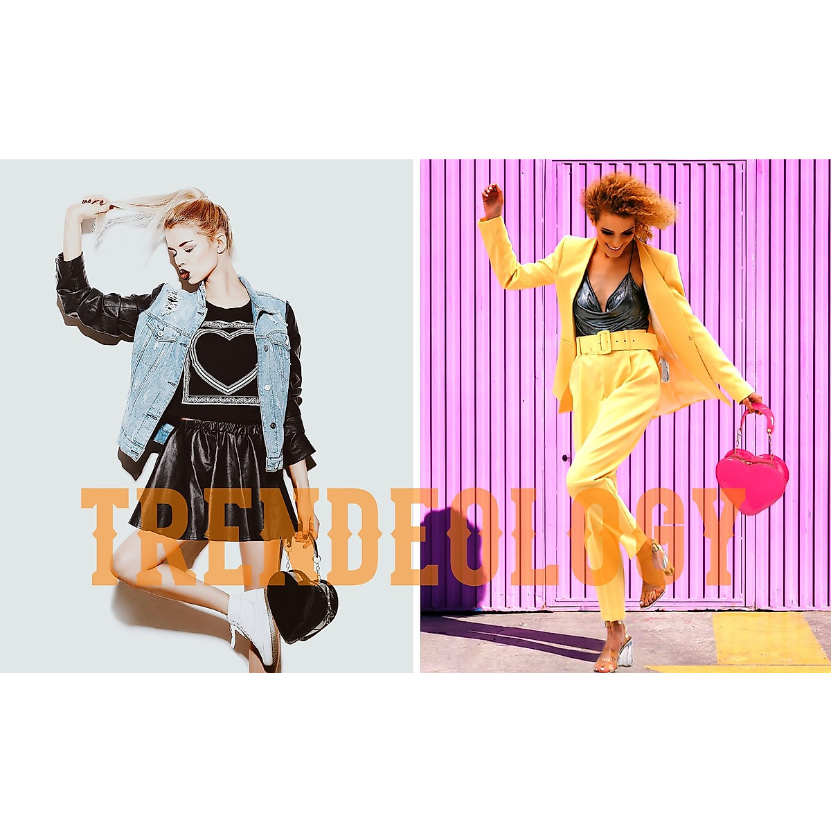 Trendeology Womens Girls Cute Lovely Faux Leather Heart Shape Crossbody Bag Purse Handbag Pink