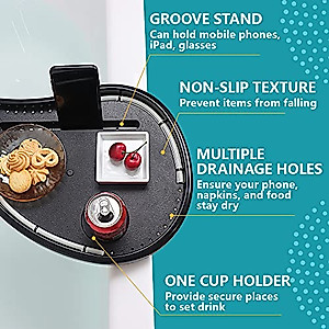 Livoccur Adjustable Hot Tub Table Tray, Hot Tub Side Table with Nonslip Cup Holders, Serving Tray Table for Bathtub Spa Outdoor Patio