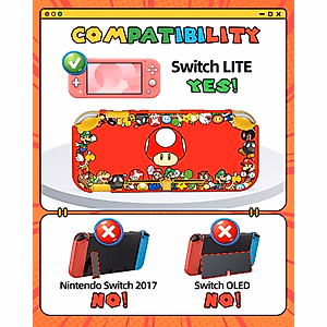 Xinocy (2in1 for Nintendo Switch Lite Case +24 Switch Game Holder Cute Cartoon Slim Protective Cases Hard Shell for Kids Boys Teens Girls Girly Design Funny Aesthetic Covers for Switch Lite 2019,Red