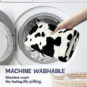 SOCHOW Cow Print Fleece Throw Blanket for Sofa Couch, Soft Lightweight Cozy Warm Home Decor Flannel Blanket, Cute Animal Blanket for Kids Boys Girls, Black 50 x 60 Inches