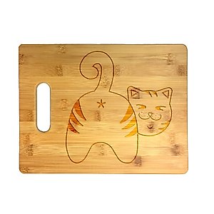 Booty Buddies - Engraved Bamboo Cutting Board (Striped Kitty)