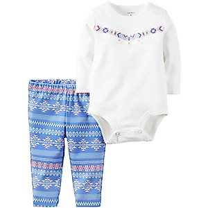 Carter's Baby Girls' Bodysuit Pant Sets 121g814, White Aztec, 12 Months