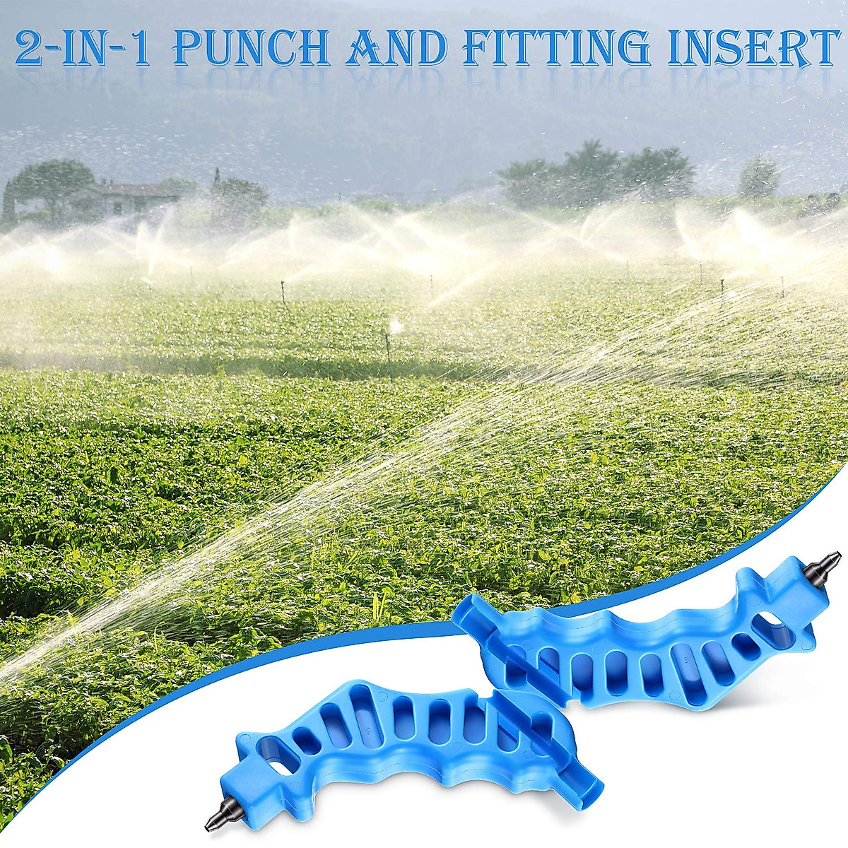 Mudder 3 Pieces 2-in-1 Drip Irrigation Hole Punch Tool Drip Tube Hole Punch Fitting Insertion Tools for 1/4 Inch Fitting Emitter Insertion Drip Sprinkler Systems