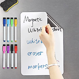 Magnetic Dry Erase Whiteboard for Fridge,Easy to Write and Clean Refrigerator Magnets for Whiteboard Flexible with Magnetic Markers and Eraser