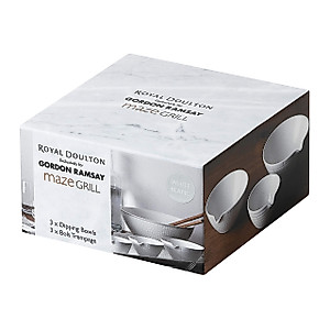 Gordon Ramsay Maze Grill Set of 3 Dipping Bowls, 3.9", Soft White