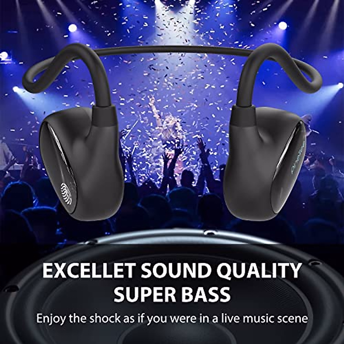 Bone Conduction Headphones, Open Ear Headphones, Bluetooth Wireless Earbuds for Running with Hi-Fi Stereo Sound Noise Cancelling Mic, Waterproof Headset for Marathon Skateboarding Cycling