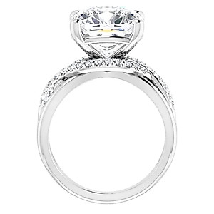 JEWELERYIUM 6 CT Cushion Cut Colorless Moissanite Engagement Ring, Wedding/Bridal Ring Set, Solitaire Halo Style, Solid Sterling Silver Vintage Antique Anniversary Promise Rings Gifts for Her (4.5)