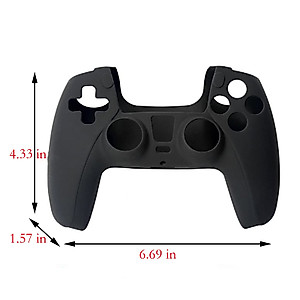 PS5 Controller Silicone Skin, PS5 Anti-Slip Silicone Protective Cover Housing for PS5 Controller Housing Shock Absorbing Line Playstation 5 Duelsense Controller (Black)