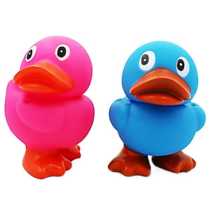 The Dreidel Company Jumbo Rubber Duck Toy with Flippers, Squeeze to Squeak N' Quack, Giant Rubber Duckies for Kids, Bath, Baby Shower, Birthday, Pool Activity,6.5" Tall (2-Pack Assorted)