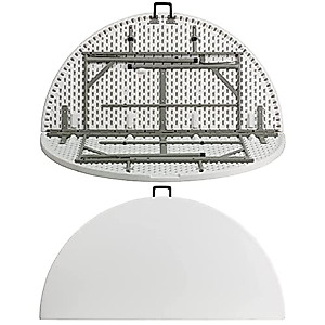 Flash Furniture Scarborough 5-Foot Round Bi-Fold Granite White Plastic Folding Table with Carrying Handle