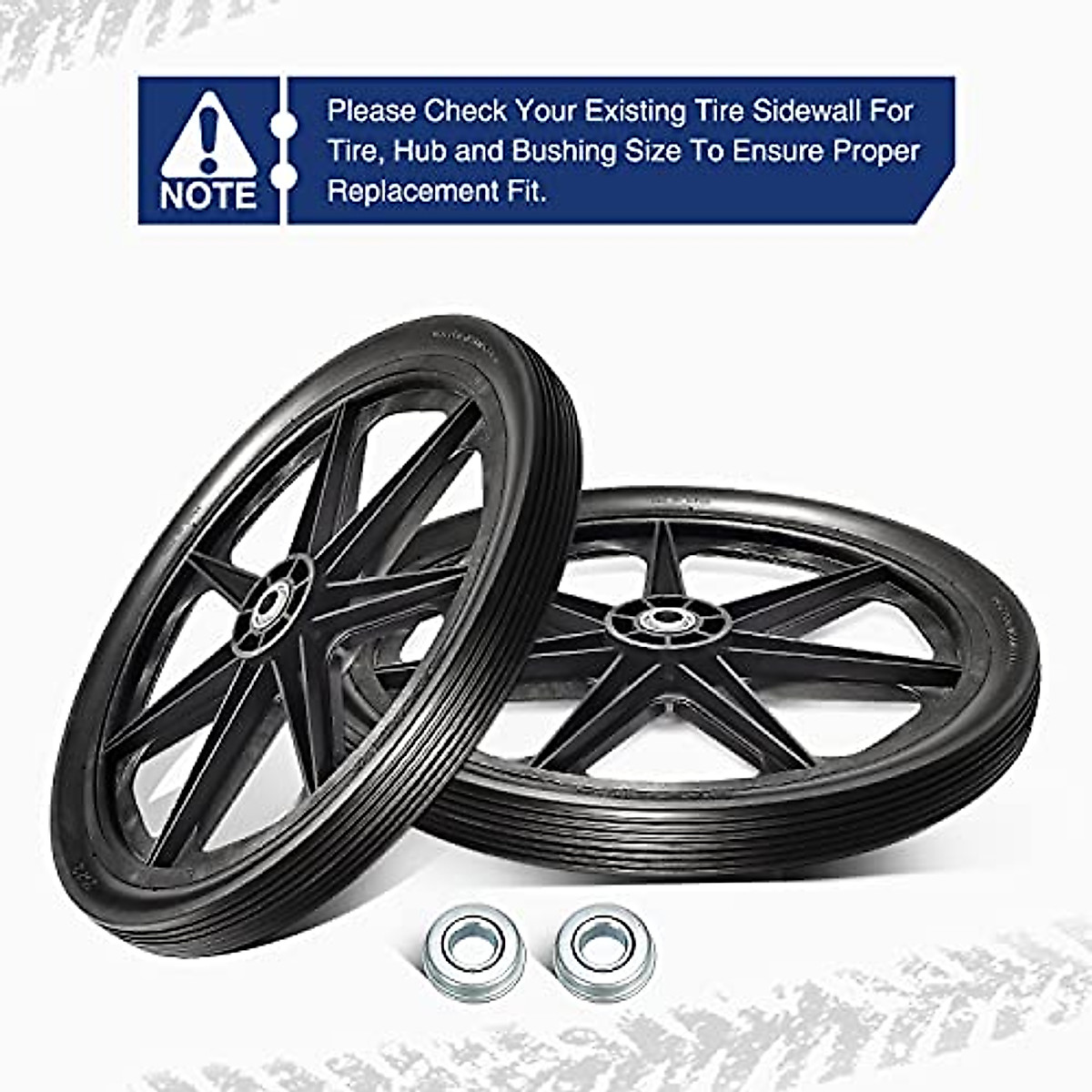 MaxAuto 20x2.0 Rim Flat Free Cart Tire Assembly for the Rubbermaid Garden Yard Cart, 2 Pack