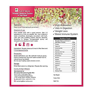 Roselle Hibiscus Extract - Bionutricia Extract Natural Asian Gourmet Standardized Fresh Beverage or Bakery Ingredient, Natural Flavor, Natural Color, Phytonutrient of Powder (1000g)