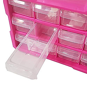 12-Drawer Small Parts Organizer, Pink