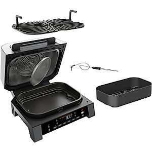 Ninja DG551 Foodi Smart XL 6-in-1 Indoor Grill with Air Fry, Roast, Bake, Broil, & Dehydrate, Foodi Smart Thermometer, 2nd Generation, Black/Silver (Renewed)