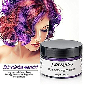 Natural Purple Hair Wax,EFLY 4.23 oz-Disposable Purple Ash DIY Hairstyle Colors Hair Wax, for Party Cosplay Easy Cleaning (1, Purple)