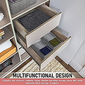 Hinotori Drawer Organizer Bins 4 Pack– Storage Basket Drawer Dividers for Clothes,Underwear, Socks – Cloth Container Cube Bins for Home Organization, Closet, Shelves, Dresser