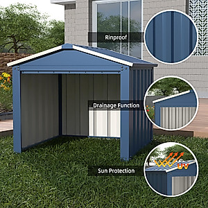 Aobabo Metal Outdoor Storage Shed, 3×3 FT Steel Utility Tool Shed Storage House Without Door, Metal Sheds Outdoor Storage for Backyard Garden Patio Lawn (H2'xW3'x D3') Blue&White