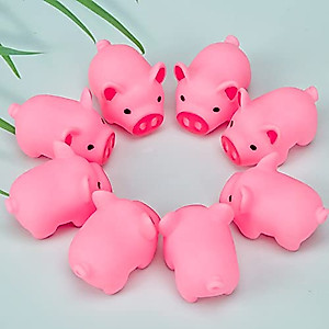3 otters 28PCS Mini Rubber Pig Baby Bath Toys, Pink Piggy Float Squeak Toys for Boys and Girls, Piggie Party Decorations Favors, Bathtub Toys Squeaky Pig for Preschool Kid