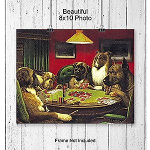 Vintage Poker Painting Art Print - Rustic Chic Home Decor for Game Room, Den, Man Cave, Office, Bedroom - Great Gift for Card Players, Gamblers, Las Vegas Fans - 8x10 Wall Art PosterPhoto - Unframed