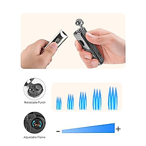 RONXS Torch Lighter, Triple Jet Flame Lighter with Punch, Refillable Windproof Pocket Butane Lighter, Ideal Gift for Men Father (Butane Gas Not Included)