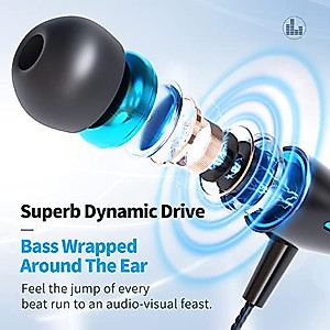 Earbuds Wired with Microphone Pack of 5, Noise Isolating in-Ear Headphones, Powerful Heavy Bass, High Definition, Earphones Compatible with iPhone, iPod, iPad, MP3, Samsung, and Most 3.5mm Jack